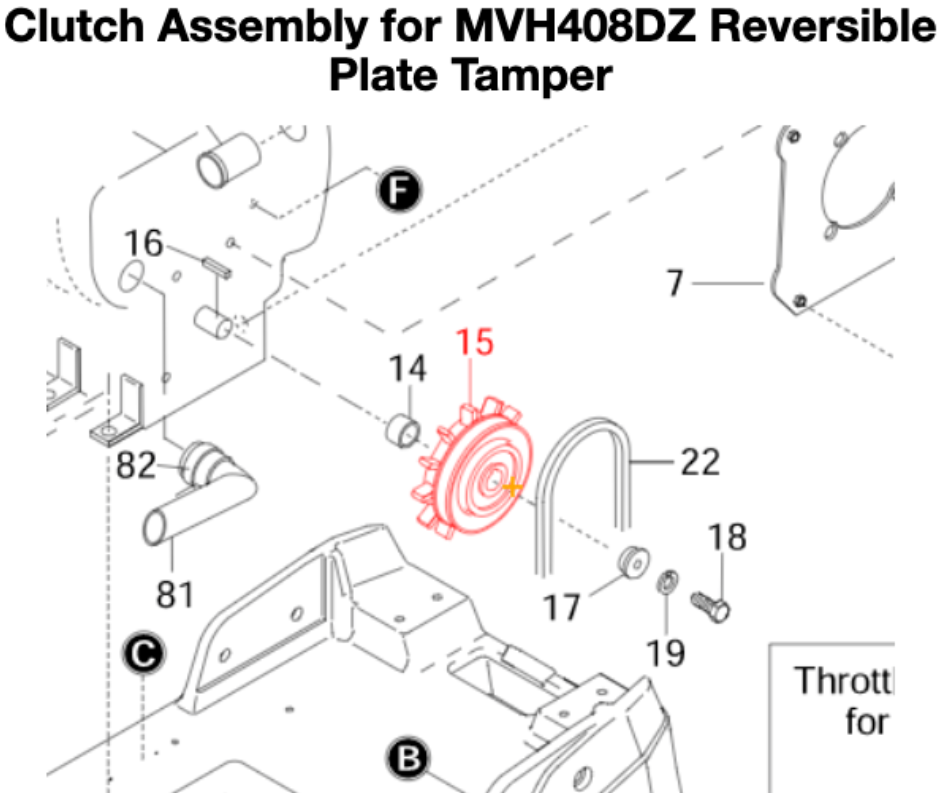 Clutch Assembly for MVH408DZ Reversible Plate Tamper by Multiquip Mika ...